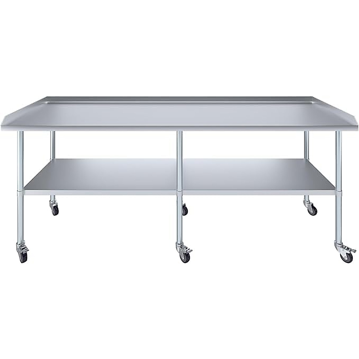Express KitchQuip Commercial Work Table with Backsplash and Sidesplashes with Casters | NSF (Stainless Steel Table with Sideguards + casters) (96" Long x 30" Deep)
