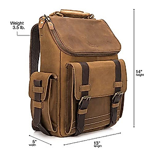 VELEZ Leather Backpack for Women - 13 Inch Laptop Bag - Designer Bookbag - Small Casual Daypack Brown