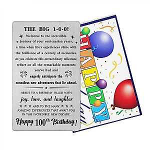 BAZLJY 100th Birthday Card - 100th Birthday Gifts for Men Women - 100 Year Old Gifts for Grandpa Grandma, Big Birthday Card for Men Women