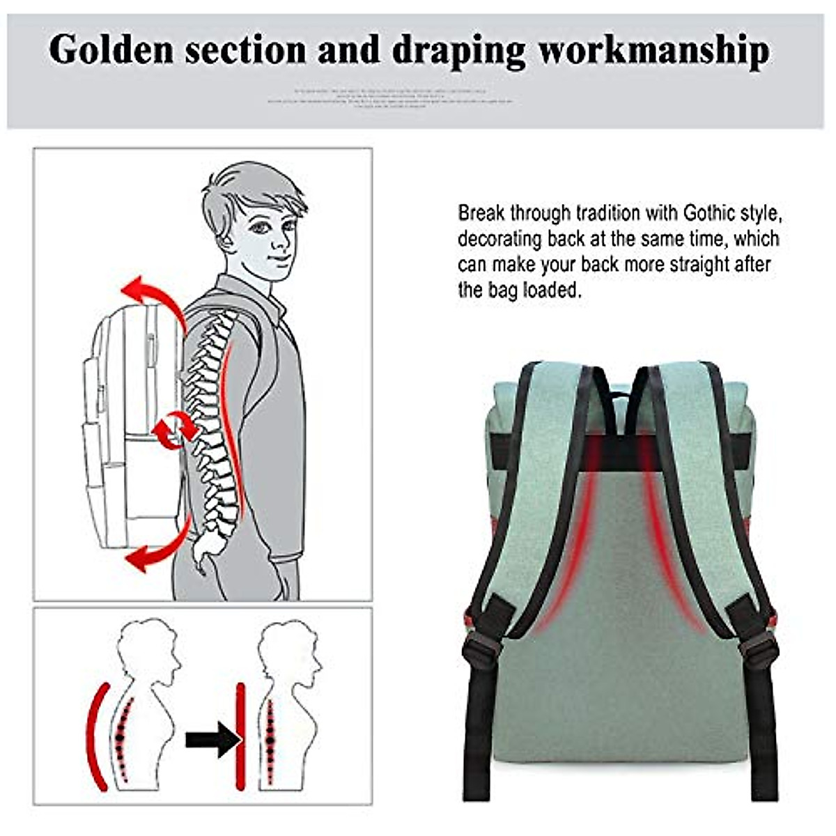 Junlion Vintage Laptop Backpack Gift for Women Men, School College Slim Backpack Fits 15.6 inch Macbook Green