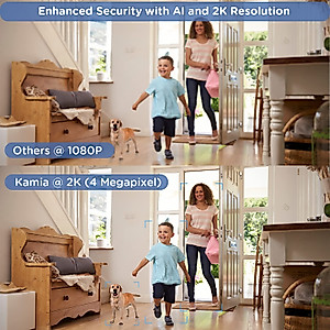 2K Pet Dog Monitor Camera with App, Kamia 4MP ProHD Indoor Security Camera, Panoramic Motion Tracking & Alert, Works with Alexa & Google Home, IR Night Vision, 2-Way Audio, Pan & Tilt, No Subscription