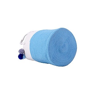 CraftEarth Blue Storage Basket for Nursery 40 by 35 cm - Woven Decorative Basket Large Natural Cotton Rope Basket with Handles