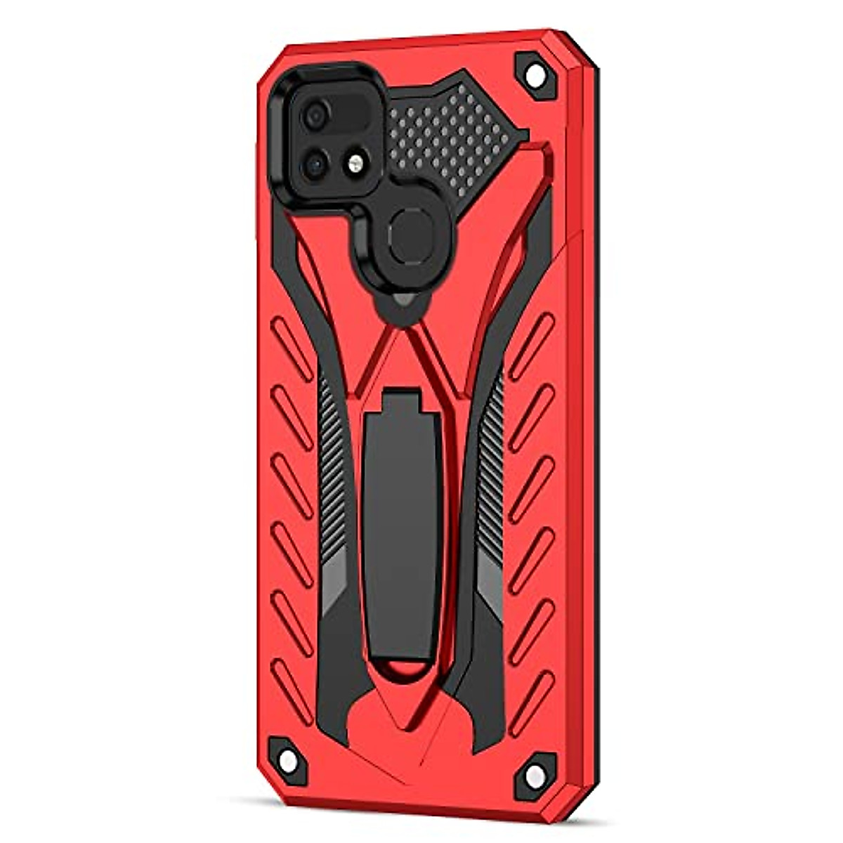 Protective Phone Cover Case Compatible with Infinix Hot 10i/Smart 5 Pro,Military Grade Strong Two Layer PU+TPU Hybrid Full Body Case,Bracket Protective Dustproof Shockproof Cover ( Color : Big Red )