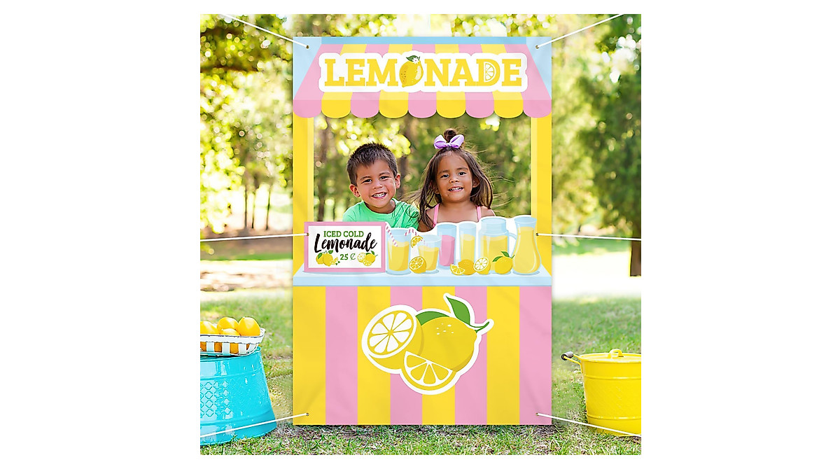 Vansolinne Lemonade Stand Backdrop for Fun Parties