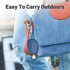 HUAENG USB C Keychain Portable Charger, 1600mAh Mini Type-C Power Emergency Pod Ultra-Compact External Battery Pack Power Bank for Samsung Andriod Key Ring Cell Phone Charger-Blue