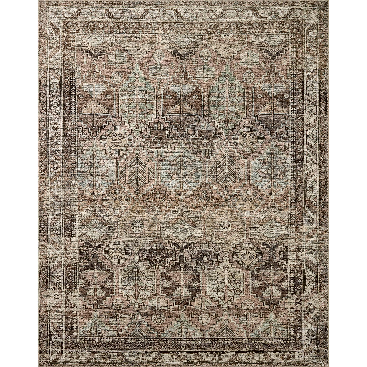 Loloi Amber Lewis Billie Collection, Clay & Sage 7'-6" x 9'-6" Area Rug – Antique & Distressed Accent Rugs for Living Room, Bedroom, Entryway & Hallway, No Shed High Traffic Area Home Decor Rug