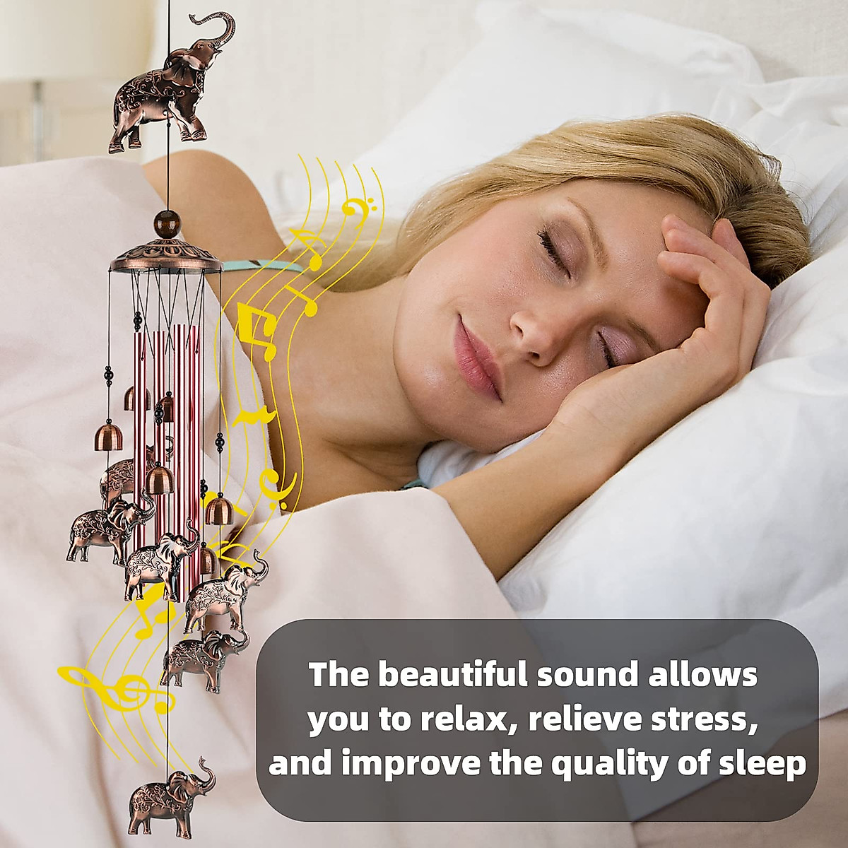 Grednfhat Elephant Wind Chimes for Outside Elephant Gift, Unique Windchimes Garden Decoration Outdoor Clearance Copper Wind Chime Christmas Birthday Gifts for Women Mom Grandma (Elephant)