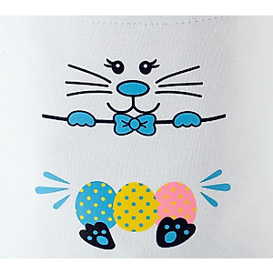 E-FirstFeeling 2 Pack Easter Bunny Basket for Kids Canvas Easter Basket Eggs Hunting Basket Bucket Tote for Easter Candy Toys (Blue Pink)