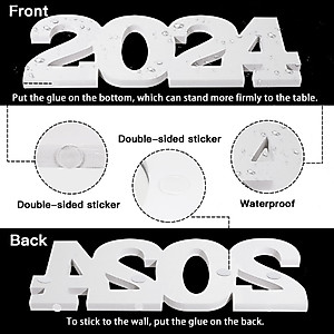 Ivenf Graduation Decorations, Large Numbers 2024 Table Sign, Free Standing 2024 Centerpieces for Graduate Photo Props, Graduation Party Supplies, New Years Holiday, Grad Decor, White