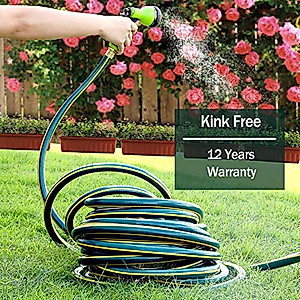 Solution4Patio Homes Garden 3/4 in. x 25 ft. Garden Hose, Brass Fittings, No Kink, No Leaking, Heavy Duty, High Water Pressure, for Extremely Weather 12 Year Warranty, No DOP, Environmental-Friendly