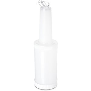 Carlisle FoodService Products Stor N' Pour Complete Quart Set Neck, Container, Cap, And Spout for Bar, Kitchen, And Restaurants, Plastic, 1 Quart, White