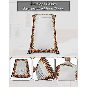 Edwiinsa Halloween Pillow Covers King Standard Set of 2 Bed Pillow, Black White Plaid Pumpkin Green Leaves Plush Soft Comfort for Hair/Skin Cooling Pillowcases with Envelop Closure 20''x36''