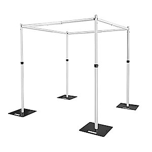 Hecis Portable Backdrop Stand with Crossbar, Adjustable Pipe and Drape Backdrop Kit for Event， Party, Trade Shows and Wedding Decor, 10FT Square Backdrop Frame