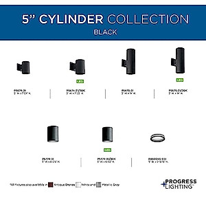 Cylinder Collection 5" Modern Outdoor Wall Lantern Light Black
