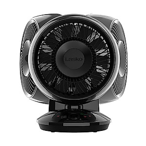 Lasko Whirlwind EcoQuiet Orbital Motion Air Circulator with DC Motor, 12 Speeds, Timer, Dark Mode, Remote Control for Small and Medium Sized Rooms, Black, A12668