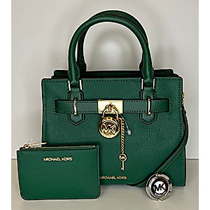 Michael Kors Hamilton SM Satchel bundled with SM TZ Coinpouch Purse Hook (Jewel Green)