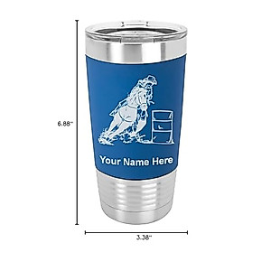 LaserGram 20oz Vacuum Insulated Tumbler Mug, Barrel Racer, Personalized Engraving Included (Silicone Grip, Dark Blue)