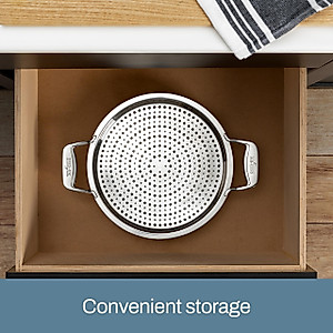 All-Clad D5 5-Ply Brushed Stainless Steel Stockpot with lid and Strain & Splatter Guard, 8-Quart, Induction, Oven & broiler safe up to 600°F, Cookware, Pots and Pans, Kitchen Essential, Silver