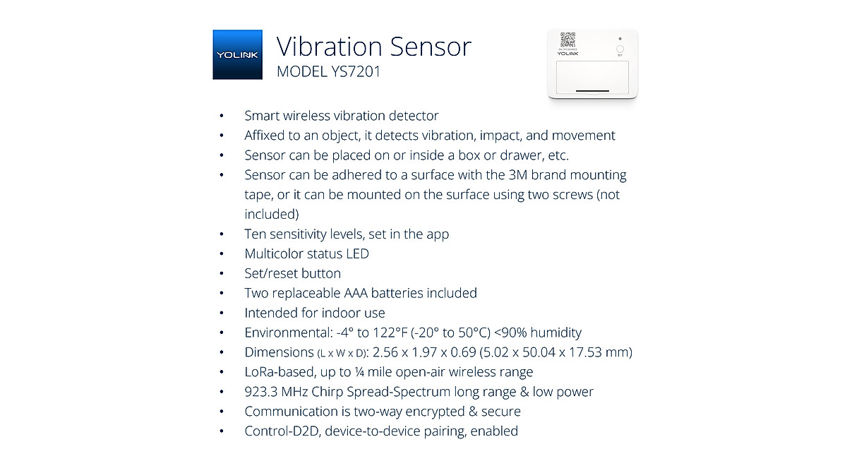 YoLink Smart Vibration & Shock Sensor for Home & Business Security
