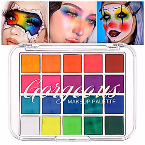 20 Colors Professional Face Body Paint Oil Eyeshadow Eyeliner Palette.Safe Hypoallergenic Face Painting Palet for Halloween Cosplay Parties and Festivals.Fancy Artist Painting Makeup For Kids and Adult. A