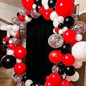 Red White Balloon Garland Arch, 12inch 10inch Red and White Balloons Red Black Balloons Confetti Balloons for Birthday Wedding Graduation Bridal Shower Retirement Party Decorations