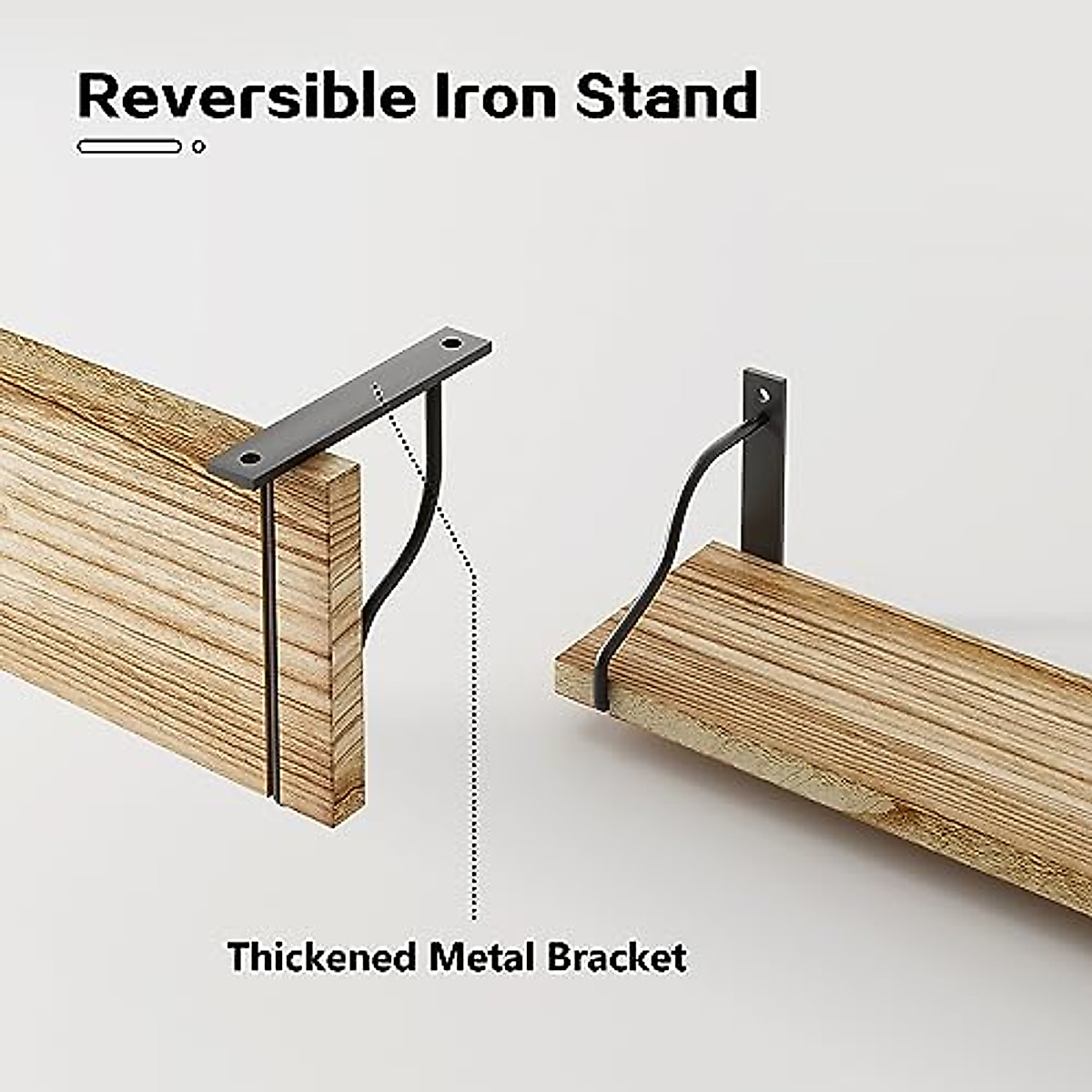 Floating Shelves, 24 Inches Wood Wall Mounted Shelves for Storage, Wall Shelves with Metal Bracket, Rustic Bookshelf for Bedroom Kitchen Living Room (Wooden, 24 Inch)