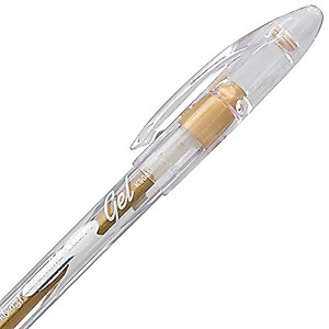 Pentel Sunburst Metallic Gel Pen, Medium Line, Permanent, Gold, Silver, Bronze Ink Pack of 3 (K908MRBP3M)