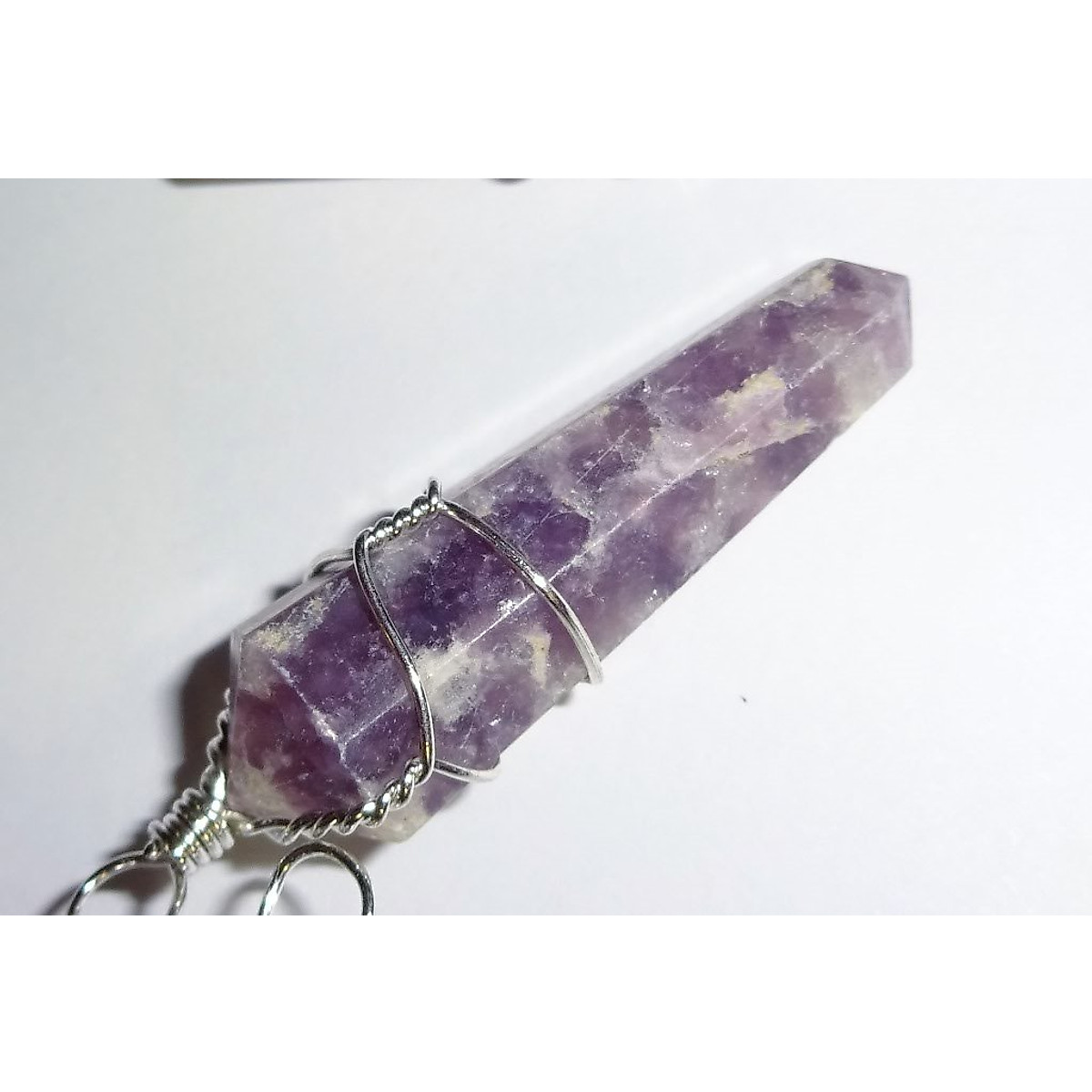 Sublime Gifts 1pc Lepidolite Natural Premium Crystal Cut Healing Gemstone Wire Wrapped with Loop Point Pendant