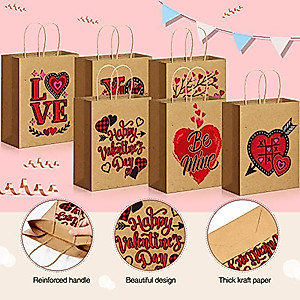 36 Pack Valentine's Day Paper Gift Bags with Handle Valentines Candy Bags, Goodie Bags Valentine's Day Party Favors for Funny Gift Exchange Novelty Gift Giving Gift Wrapping