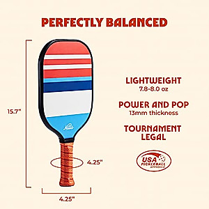 Nettie Pickleball Co - Pickleball Paddle Set of 2 | Double Pack | Lightweight Honeycomb Core | Includes 2 Pickleball Balls & 2 Sweatbands | Premium Material (Bainbridge and Bedford)