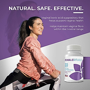 FEMALE RITUALS - Vaginal Moisturizer Boric Acid Suppositories for PH Balance - Bad Odors and BV Yeast Infection Treatments - Feminine Hygiene Products - Yoni Pops