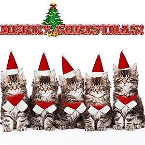 3 Sets Cat Santa Hat with Scarf Christmas Pet Outfit Adjustable Pet Costume Set Pet Santa Clause Apparel Puppy Dog Santa Hat New Year