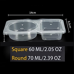 Reusable Snack Packs 2 Compartments, Snack Packs Containers Reusable, Double Condiment Containers with Lids, Portable Reusable Sauce Container,for Condiment, Dip, Sauce, and Snacks(15pcs)