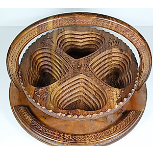 [GiftsNMemories 4 Hearts 12-Inch Wooden Collapsible Fruit Basket, Brown] Thanksgiving fruit Basket,Wooden fruit basket,Valentines fruit baskets,Wooden Trivet,Dry Fruit Basket