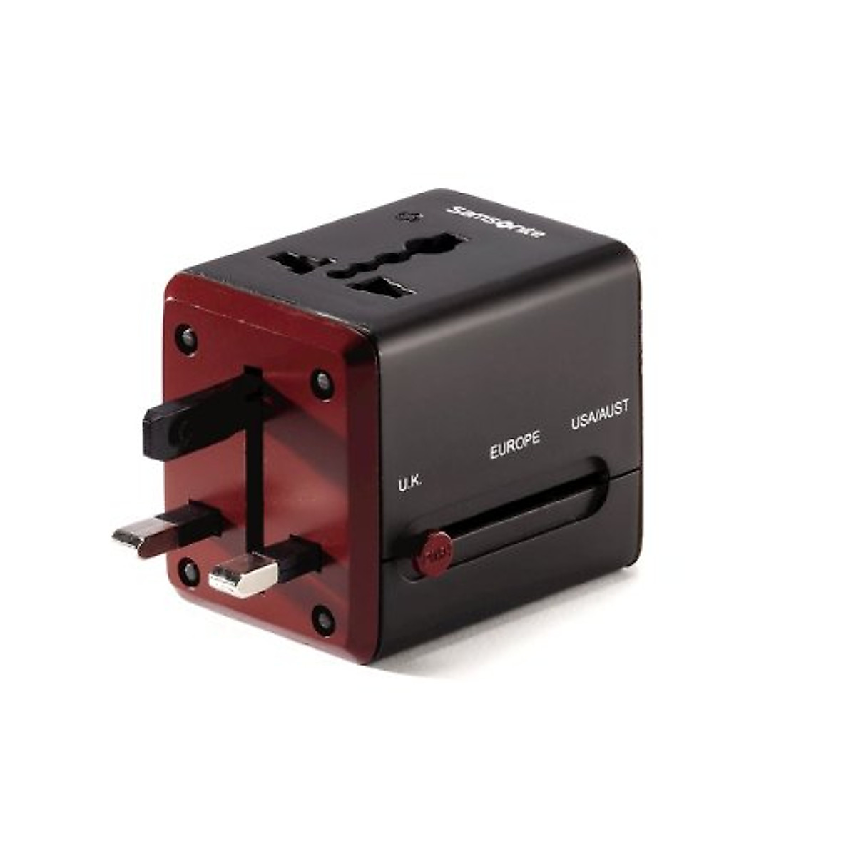 Samsonite Worldwide Power Adapter, Black/Red, One Size