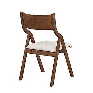 Ball & Cast Modern Folding Chairs Upholstered Kitchen Dining Chair Seating Set of 2, Walnut