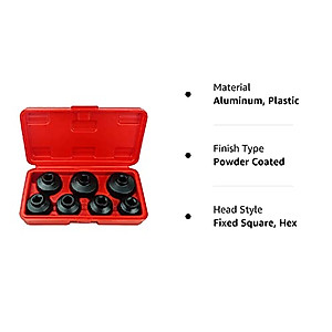 iBetter 7-Piece Oil Filter Wrench Set, Black, Aluminum, 24mm-38mm