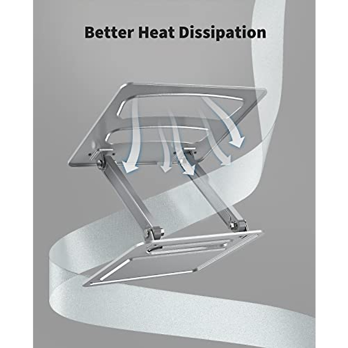 LORYERGO Adjustable Laptop Stand, Portable Laptop Riser for 17.3inch Laptops, Adjustment Laptop Stand for Desk, Portable Laptop Riser Holds Up to 17.6lbs Laptop Riser for Notebook - Sliver