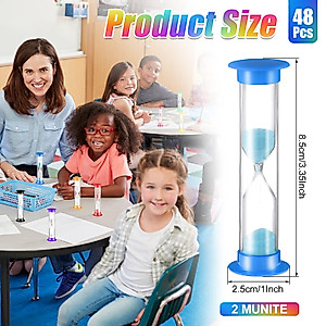 48 Pcs 2 Minute Sand Timer for Kids, Hourglass Sand Clock Plastic Small Sand Watch Hour Glass Timer Toothbrush Timer for Classroom Teacher School(Colorful)
