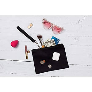 BUMBLE CRAFTS Large Canvas Wristlet with Zipper, Multipurpose Cosmetic Bag, Travel Toiletries Bag, Pencil Case, Party Favors, Canvas Wristlet, 9" x 6", 100% Cotton Canvas - Pack of 12 (Black)