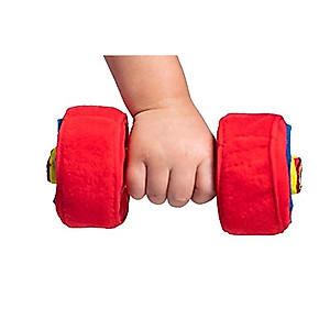 WOD Toys® Baby Dumbbell Plush Dumbell with Rattle & Sensory Sounds – Safe, Durable Fitness Toy for Newborns, Infants and Babies (1)