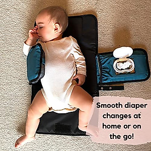 Changing Pad in Petrol Blue. Portable, One-Hand Use for Travel, Diaper Bag or Stroller.
