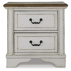 Signature Design by Ashley Brollyn Rustic 2 Drawer Night Stand, Two-Tone Brown & Whitewash