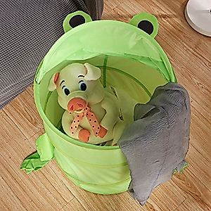 Up Garment Basket for Cartoon Collapsible Frog Hamper Bathroom Folding Animal Organizer Saving Behind Dirty Clothing to Pattern Large Fabric Storage Flat