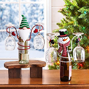 Ailgely Christmas Wine Bottle Glass Holder, Countertop Wine Glass Holder Winter Snowman Christmas Dwarf Santa Festival Winebottle Decoration Wine Glass Bracket