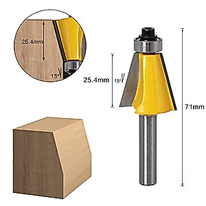 Wolfride 3Pcs Chamfer Router Bit Set 1/4 Inch Shank Bevel Router Bits 15 22.5 30 Degree