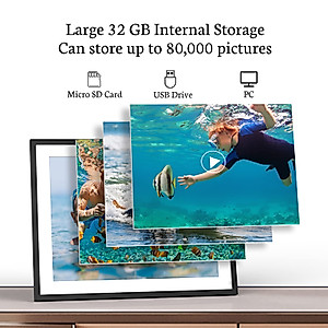 BSIMB 16.7-Inch 32GB Extra Large WiFi Digital Picture Frame IPS Touch Screen Electronic Photo Frame, Remote Control, Auto-Rotate, Share Photos&Videos via App&Email, Gift for Mother's Day
