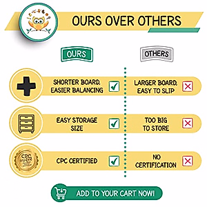 DaWikity Kids Balance Board - Wooden Wobble Board for Kids - Compact Balancing Trainer for Children, Toddlers, Adults - Solid Poplar Core with Eco-Conscious Coating, Up to 480 lbs Capacity - 17x12x3"