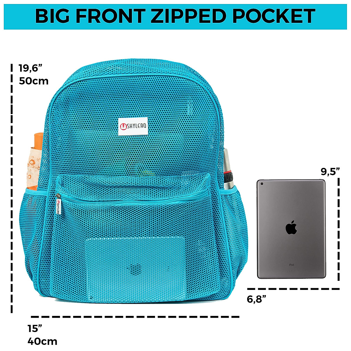 SHYLERO Mesh Backpack XXL (36L) - Lightweight Heavy-Duty Clear Backpack Made of Reinforced 3D Mesh - H19.6 xW15 xD7