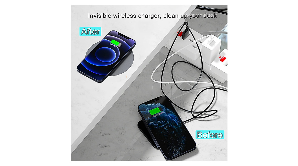 NiiTTER Invisible Wireless Charger - Under Desk Charging for iPhone ...